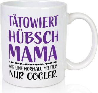 Generic Tätowiert Mama hübsch, cool | Herzen - Tasse Weiss - Kaffeetasse/Geschenk/Familie