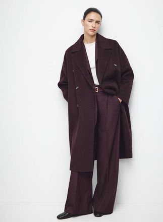 Mango Manteau laine fait main oversize lie de vin - Femme - XL - MANGO