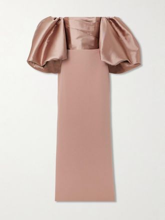 Solace London Floris Schulterfreie Robe Aus Gl&auml;nzendem Twill Und Cr&ecirc;pe - Neutral