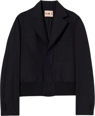 Plan C Cropped Tailored Jacket - - Jackets - Damen - Blau - S