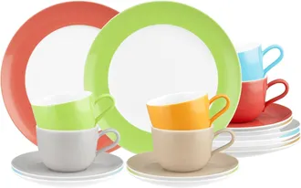 SELTMANN WEIDEN Liberty Pure Colors Mixed Kaffeeservice 18-teilig, Farbiges Kaffee-Set für 6 Personen, Mix-&-Match-Geschirr, Spülmaschinen- und Mikrowellenfest, Porze