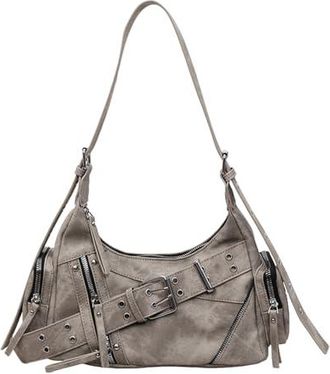 Generic Kexpery Sac &agrave; Bandouli&egrave;re Y2K PU Femme Style Punk avec Boucle de Ceinture Sac de Voyage, Shopping, Quotidien