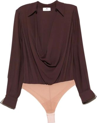 Elisabetta Franchi Femme, Tops, Brun, Taille: 40 FR Bodysuit en Georgette de Viscose