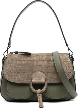 Cromia Ermione Schultertasche mit Kroko-Effekt - Grün