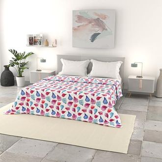 Italian Bed Linen Basic Sommer Steppdecke, Bedruckte mikrofaser, 250x240cm, Petali