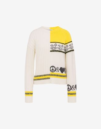 Moschino Pull en laine mélangée jacquard - Blanc