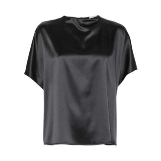 SOLOTRE Top mit Satin-Finish - - Blouses & Shirts - Damen - Schwarzk - L
