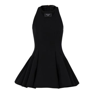 Balmain Femme, Robes, Noir, Taille: 40 FR Robe &eacute;vas&eacute;e &agrave; plis en grain de poudre
