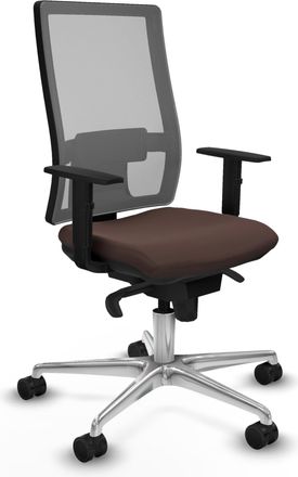 Piqueras y Crespo Horna B&uuml;rostuhl mit 1D-Armen, h&ouml;henverstellbare Lendenwirbelst&uuml;tze, ausgestattet mit 5 Positionen und injiziertem Schaumstoff, Grau/Dunkelbraun