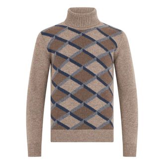 Fedeli Homme, Pulls, Brun, Taille: 3XL Pull Col Roul&eacute; en Cachemire Derby