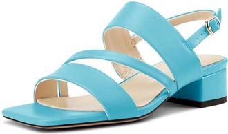 Castamere Femmes Slingback Bas Bloc Chunky Talon Heel Ouvert Carr&eacute; Bout Dress Sandales D&eacute;contract&eacute; Bureau &Eacute;t&eacute; Chaussures 3.5 CM Heels Bleu Clair 39 EU