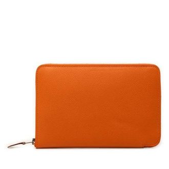 Herm&egrave;s Portefeuille zipp&eacute; doccasion - Femme - Pre-owned - Orange - Taille: ONE Size
