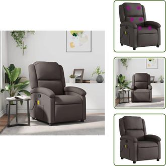 vidaXL Massagesessel Dunkelbraun Echtleder - Massage Stuhl - Relaxstuhl - TV-Sessel - Leder Sessel - Ecksofa - The Living Store
