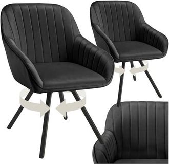 TecTake Lot de 2 Chaises de Salle à Manger Pivotantes Modernes Fauteuil Salon Velours Chaise Rembourrée Confortable Chaise Design Meuble Salon pour Salle à Ma