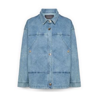 Elena Miro Stone Washed Jeansjacke - - Jackets - Damen - Blau - XL