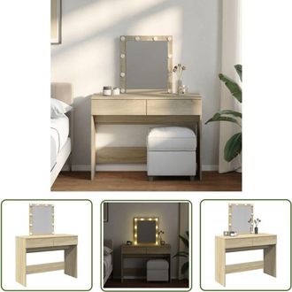 vidaXL The Living Store - Schminktisch mit LED-Beleuchtung Sonoma-Eiche 100x40x130 cm - Schminktisch - Kosmetikschrank - Schreibtisch - Badezimmerm&ouml;bel