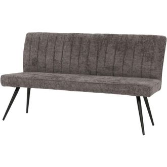 Hhg Neuwertig] Sitzbank HHG 187, Esszimmerbank Bank Polsterbank, R&uuml;ckenlehne Stoff/Textil Chenille Metall 160cm grau-braun