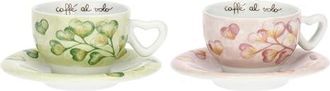 Thun Set mit 2 Cappuccino-Tassen - Porzellan - Kollektion Herzen in Blume - 13 x 6 cm