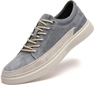 Generic Baskets rétro en cuir pour homme - Confortables à enfiler - Chaussures habillées - Chaussures décontractées pour homme, gris, 41 1/3 EU