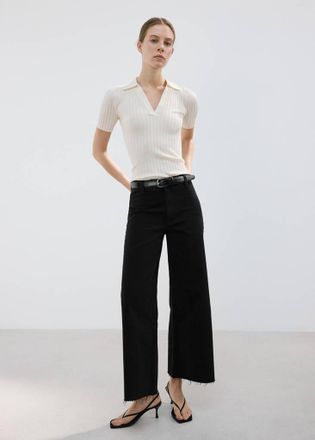 Mango Jean style jupe-culotte Catherin taille haute black denim - Femme - 32 - MANGO