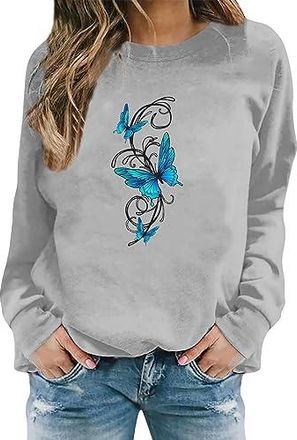 Generic Pull pour femme - Imprim&eacute; graphique britannique - Haut surdimensionn&eacute; &agrave; col rond - Manches longues - Automne - Hiver - D&eacute;contract&eacute; - Confortable - Ten