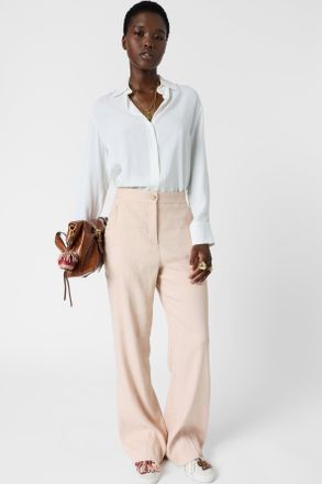 Gerard Darel Pantalon droit en lin m&eacute;lang&eacute; - ALAYNA - Nude