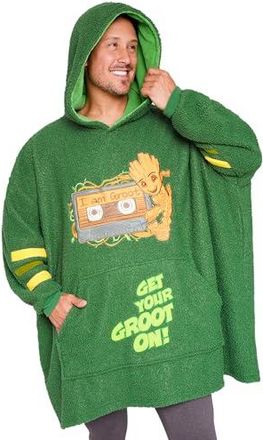 MARVEL Pull Plaid Homme Sweat Oversize en Polaire Poncho Polaire Homme Sweat Taille Unique Adulte Ado (Vert Groot)