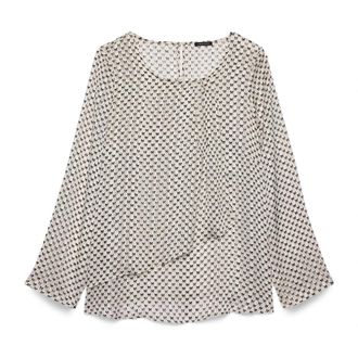 Fiorella Rubino Bluse mit Volant-Print aus Georgette - - Blouses & Shirts - Damen - Wei&szlig; - 2XL