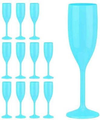 Relaxdays Sektgläser Kunststoff, 12er Set, bruchfest, BPA-frei, Mehrweg Champagnergläser, Hochzeit, Camping, türkis