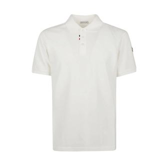 Moncler Homme, Tops, Blanc, Taille: M Polo Manches Courtes avec Logo