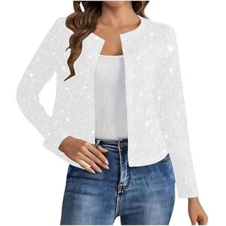 Generic Vestes &Agrave; Paillettes Scintillantes pour Femmes Blazer &Agrave; Sequins &Agrave; Manches Longues Ouvert sur Le Devant Cardigan Manteau Bol&eacute;ro &Agrave; Sequins Brillants Tend