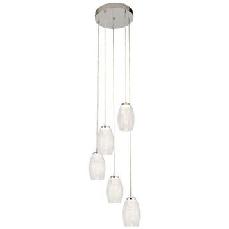 Searchlight H&auml;ngeleuchte Pendelleuchte Wohnzimmerlampe LED Glas klar Stahl chrom 5-Flammig