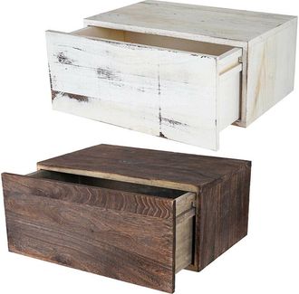 Mendler Mendler - tag&egrave;re murale Dinant, avec tiroir, 21x46x30cm style shabby, vintage - brun fonc&eacute;