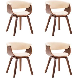 vidaXL Vidaxl - Chaises &agrave; manger lot de 4 cr&egrave;me bois courb&eacute; et similicuir