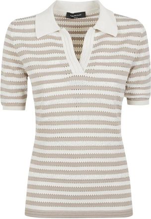 Fabiana Filippi Femme, Pulls, Brun, Taille: 42 FR Haut ray&eacute; &agrave; col en V