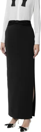Elisabetta Franchi Femme, Jupes, Noir, Taille: 44 FR Jupe Maxi Cr&ecirc;pe avec en Satin