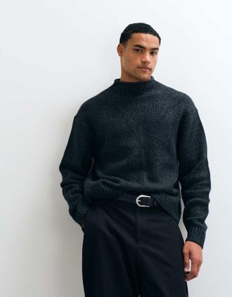 Abercrombie & Fitch Strickpullover mit Stehkragen in Dunkelgr&uuml;n
