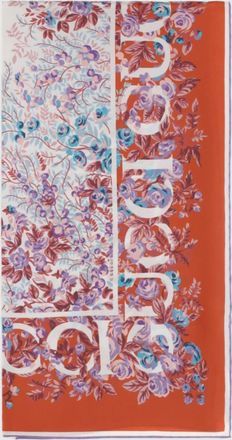 Gucci Quadratischer Seidentwill-Schal mit Blumen- und GG-Monogrammdruck