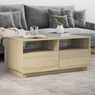 vidaXL Table basse avec lumi&egrave;res led ch&ecirc;ne sonoma 90x49x40 cm - Vidaxl