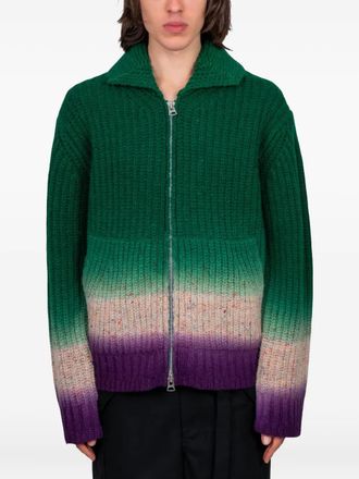 sacai cardigan à effet délavé - Vert