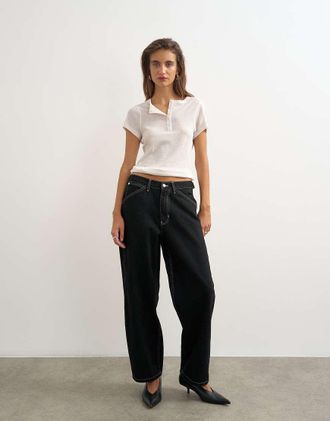 Topshop jean baggy dad taille basse Dillan noir