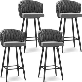 Generic Ensemble de tabourets de bar - Design pivotant à 360° - Chaises de cuisine rembourrées avec pieds en acier et repose-pieds - Hauteur réglable : 65,6/7
