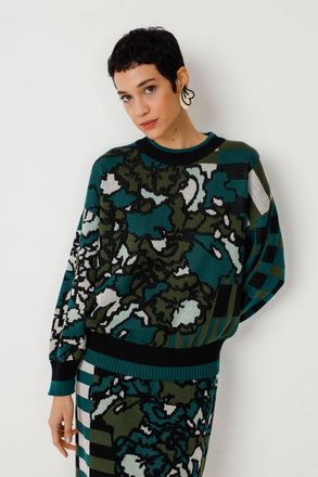 SKFK Damen vegan Pullover Larhun Multicolored Teal