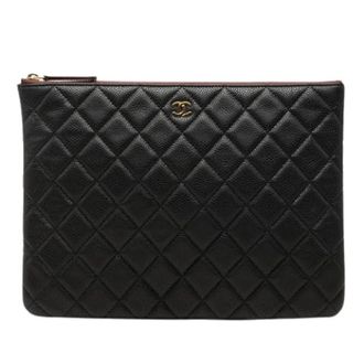 Chanel Pre-owned Quilted Caviar Leather Clutch - - Pre-owned - Damen - Schwarzk - ONE SIZE