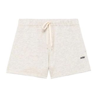 Autry Femme, Shorts, Gris, Taille: 40 FR Embroidered Logo Shorts