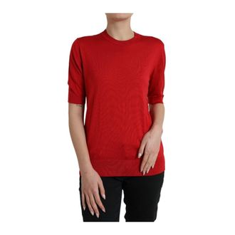 Dolce & Gabbana Femme, Pulls, Rouge, Taille: 42 FR Haut &agrave; Col Rond