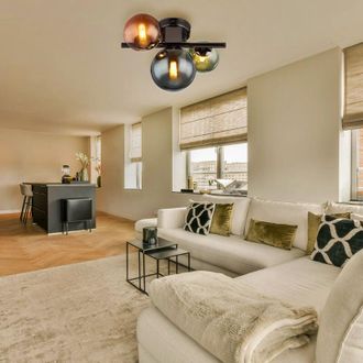 Globo Lighting Globo Lighting - Deckenleuchte Deckenlampe Wohnzimmerleuchte, Metall grau matt Glas Kugel bronze petro grün, 3 flammig 3x G9 led warmweiß 28,5 x 23,5