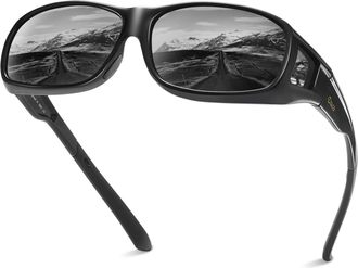 Duco Herren und Damen Sonnenbrillen Polarisiert Unisex Brille &Uuml;berbrille f&uuml;r Brillentr&auml;ger Fit-over Polbrille 8953 M (M - Schwarz, Grau)