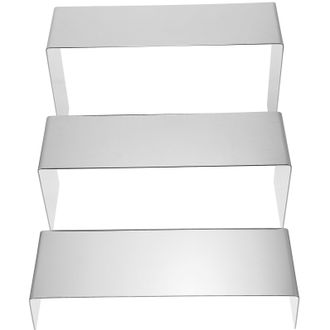 SOLUSTRE 3 Stück Teiliges Edelstahl Schuhpräsentationsständer in DREI Höhen Stilvoller Stabiler Schuhhalter für Schaufenster Schuhregal für Laden und Zuhause P