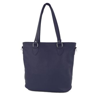 modamoda.de T215 - Italienische Ledertasche Shopper Large, Farbe:Mitternachtsblau